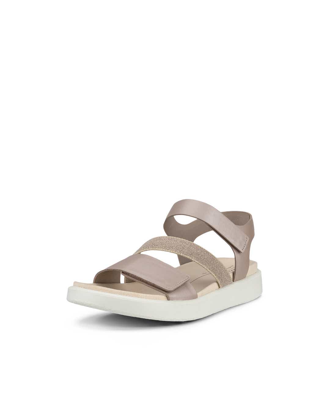 Women's ECCO® Flowt Leather Flat Sandal | Grey