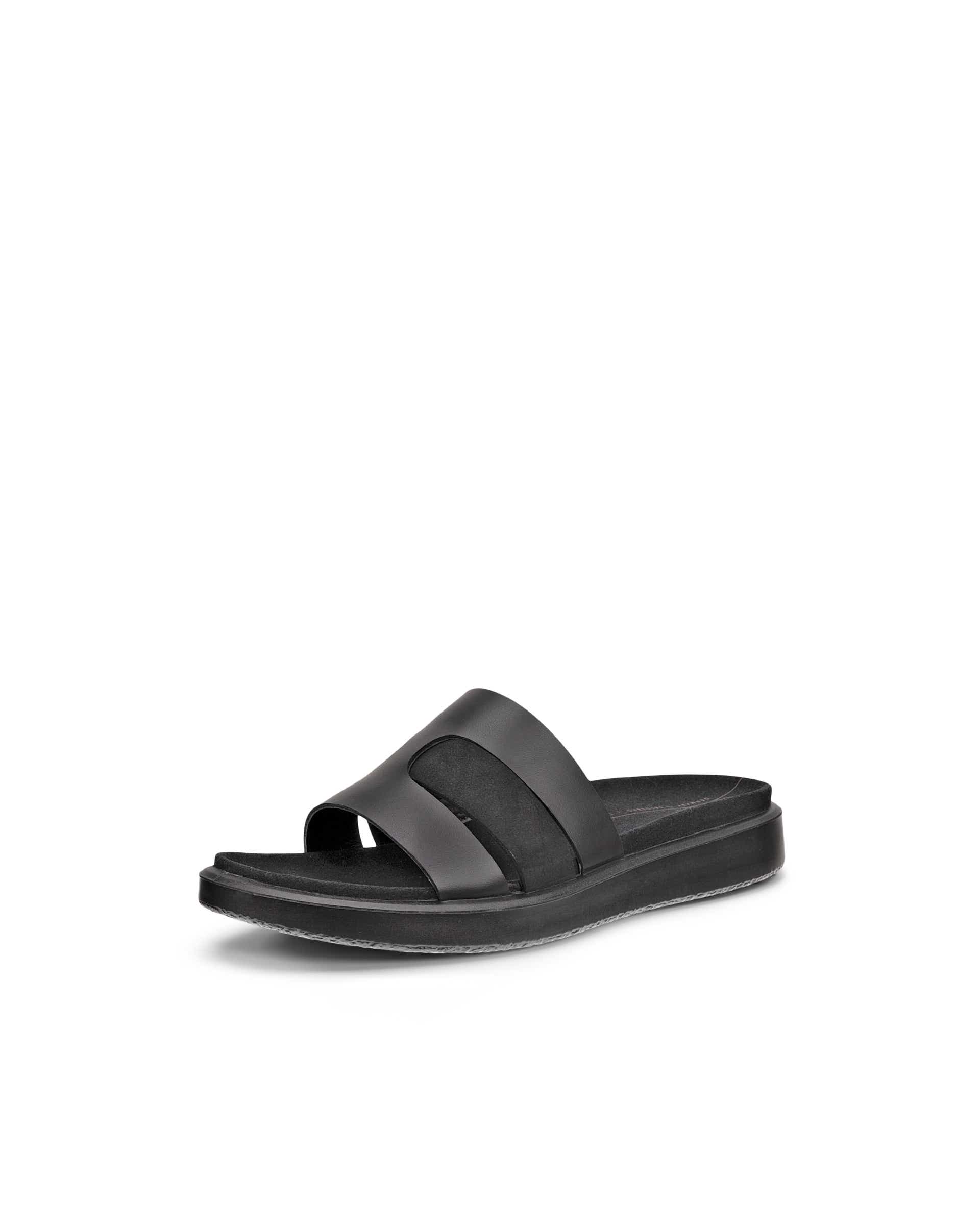 Women's ECCO® Flowt Leather Flat Sandal | Black