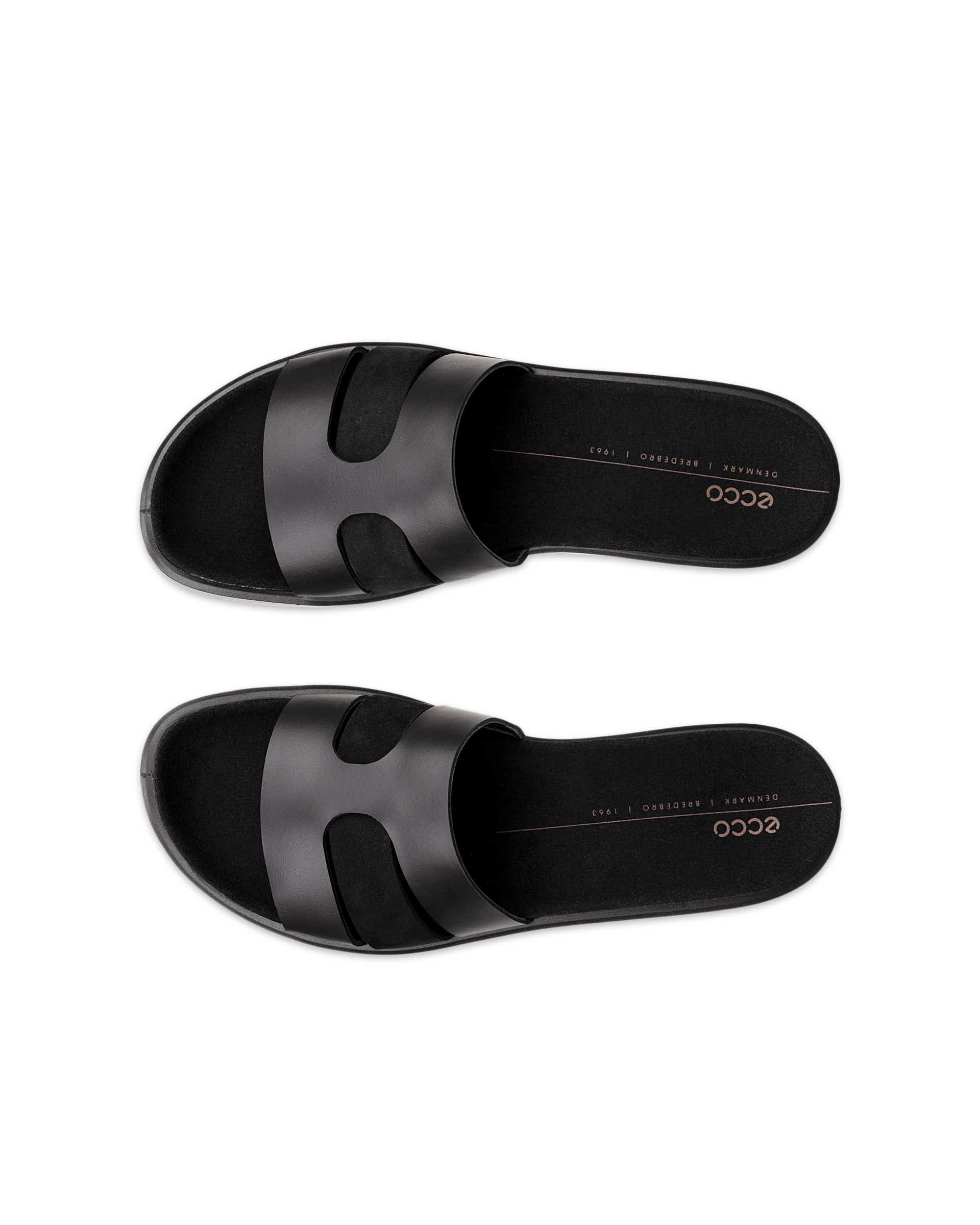 Women's ECCO® Flowt Leather Flat Sandal | Black