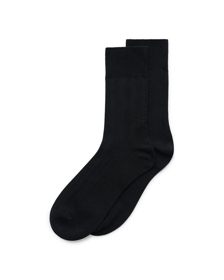 Men's ECCO® Classic Ribbed Mid-Cut Socks | Black