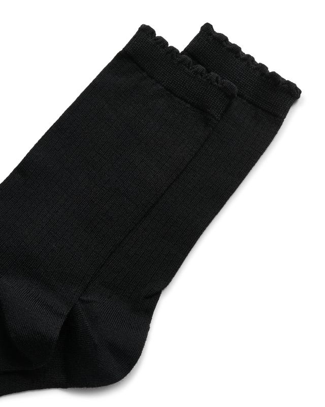 ECCO® Damen Halbhohe gerippte Socken | Schwarz