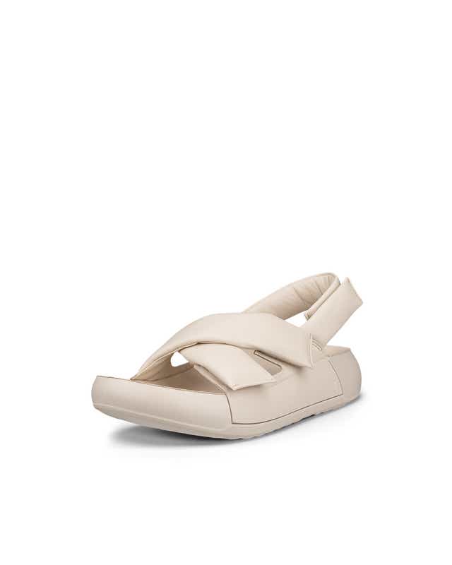 Women's ECCO® Cozmo Platform Leather Two Strap Sandal | Beige