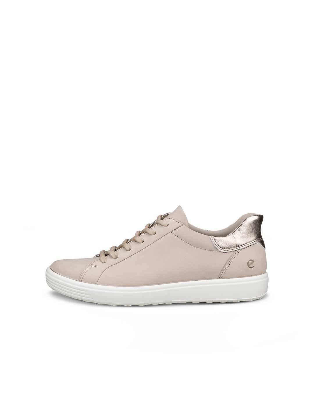 ECCO® SOFT 7 sko i nubuck med snørebånd til damer | Beige