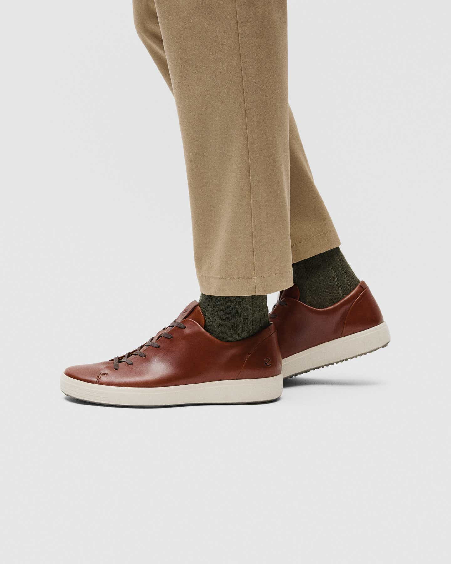 Men's ECCO® Soft 7 Leather Lace-Up Shoe | Brown