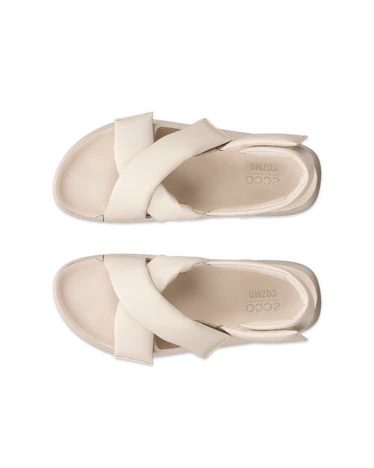 Women's ECCO® Cozmo Platform Leather Two Strap Sandal | Beige