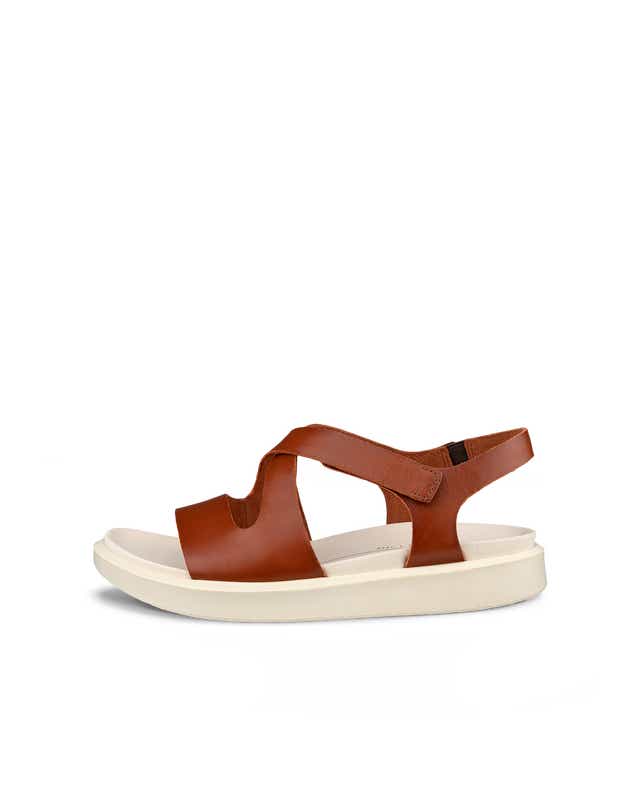 Women's ECCO® Flowt Leather Flat Sandal | Brown