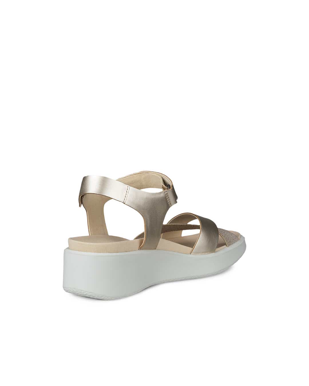 ECCO® Flowt Wedge LX sandaler i læder med kilehæl til damer | Guld